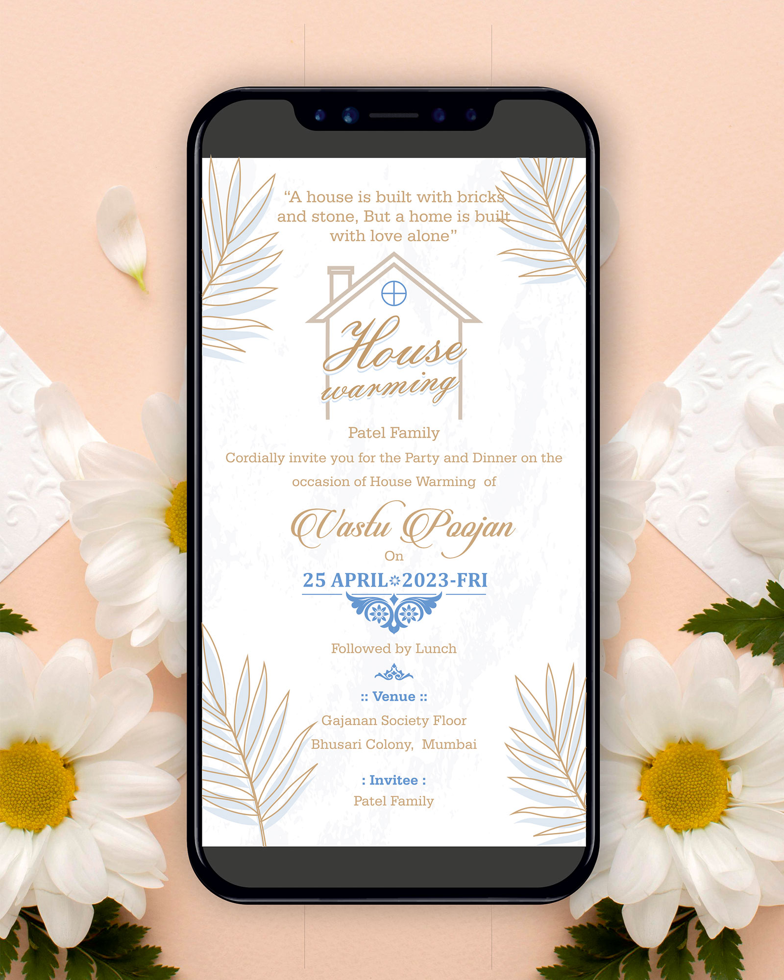 House Warming digital e invite,gruh pravesh online invitation,