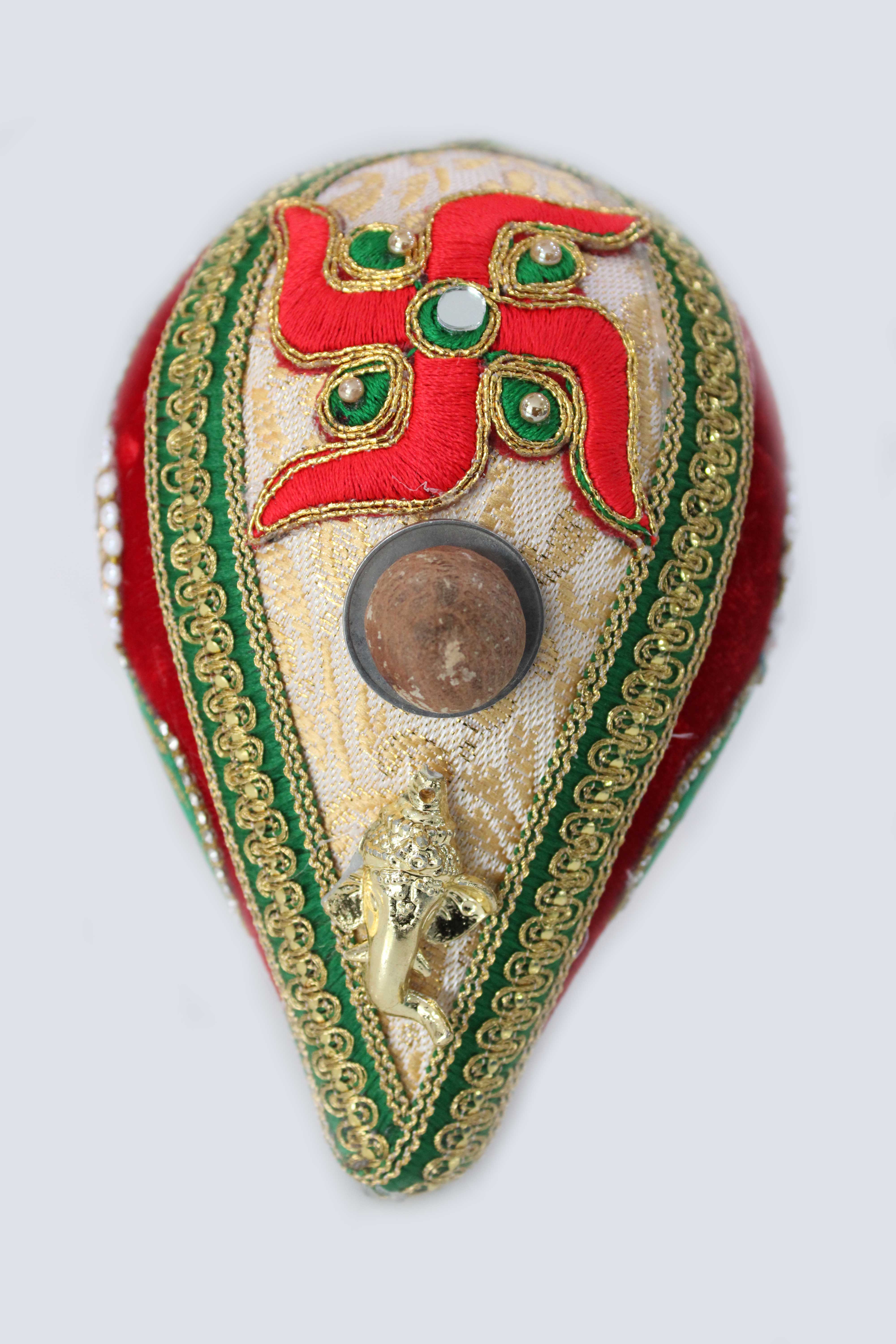 Coconut Shrifal for Puja - Fancy Resham Work Shagun Nariyal-Lovely ...