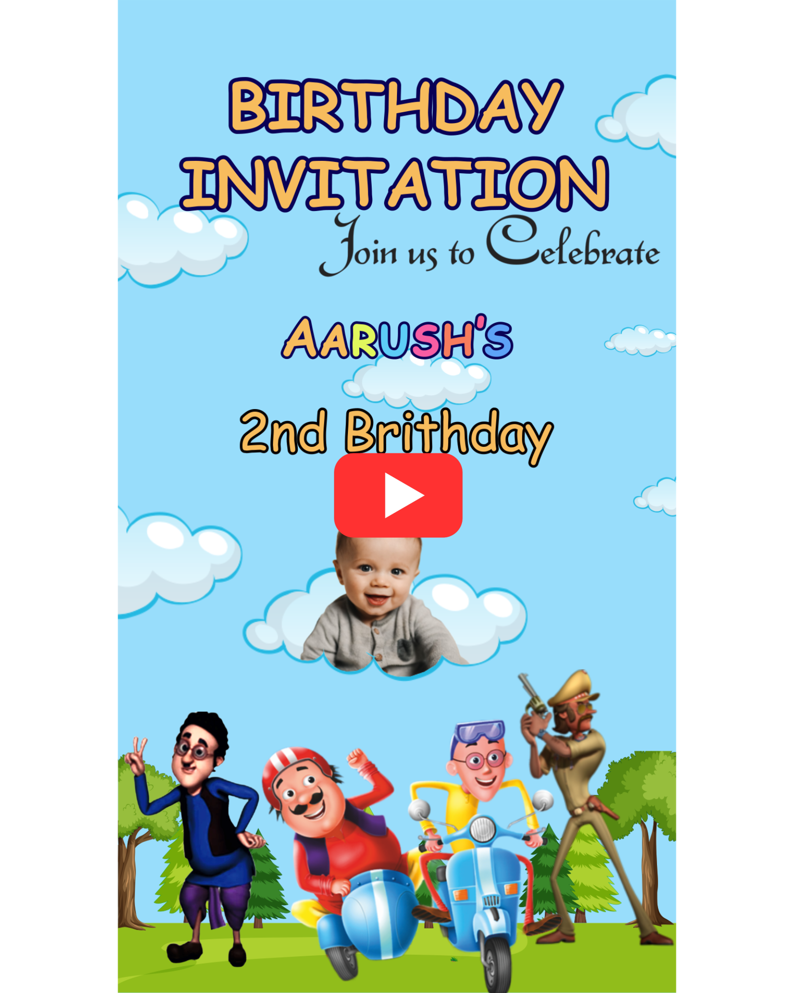 Cartoon Theme birthday e-invite